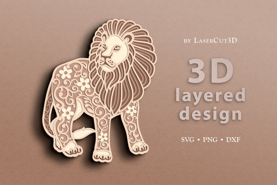 Löwe 3d SVG. Layer SVG PNG DXF für Papierschnitt - Etsy.de