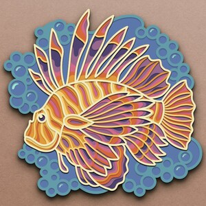 Lionfish 3d Svg. Layer SVG PNG DXF for Paper Cut, Laser Cut, Plywood ...