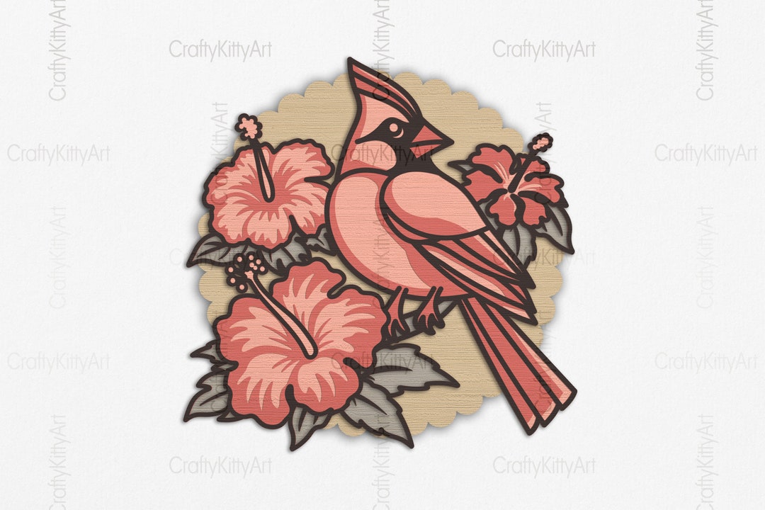 Cardinal Bird 3d Svg. Digital SVG PNG DXF Files for Paper, Plywood ...
