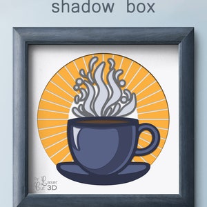 Coffee Shadow Box Svg. 3D Cup of Coffee. Holy Coffee. Layer SVG PNG DXF ...