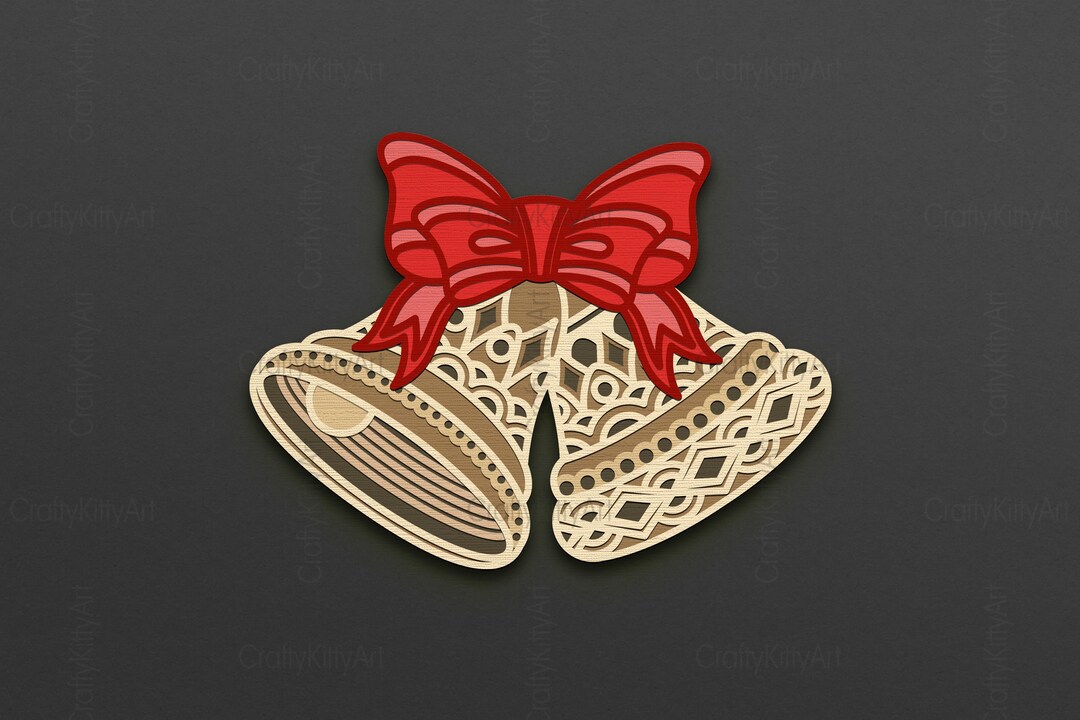 Christmas Bells Laser Svg. 3d Multilayer Christmas Jingle Bells Svg ...