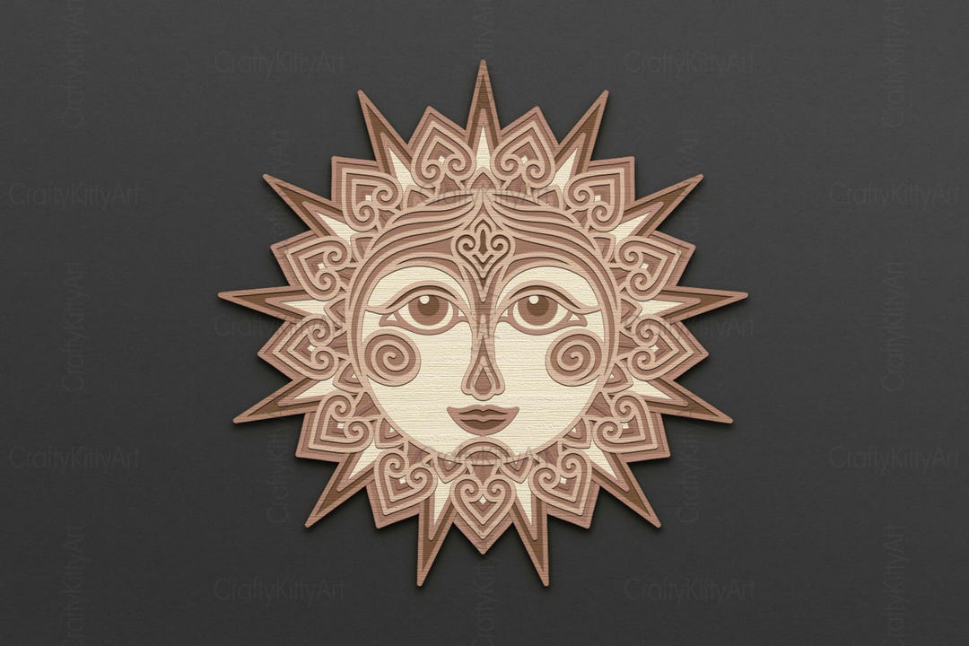 Sun Laser Svg. 3d Multilayer Laser Cut. Layer SVG PNG DXF Files for ...