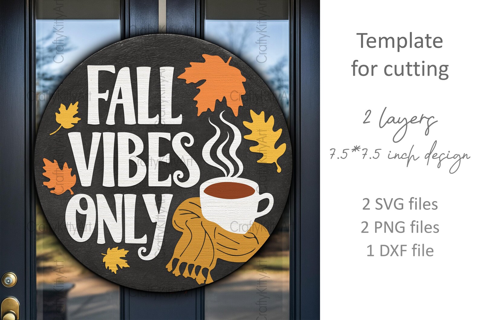 Fall Vibes Only Svg. 3D Fall Door Hanger Svg. Layer SVG PNG DXF for ...