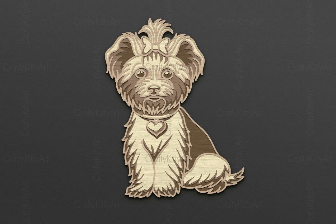 Yorkie Dog Laser Svg. 3d Multilayer Laser Cut. Layer SVG PNG DXF Files ...