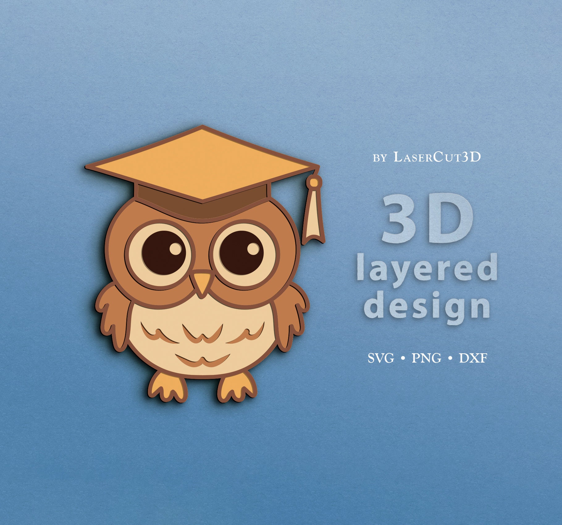 Graduación Búho 3d Svg. Capa SVG PNG DXF para corte de papel - Etsy México