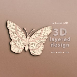 Mariposa 3d Svg. Capa SVG PNG DXF para corte de papel, corte láser ...