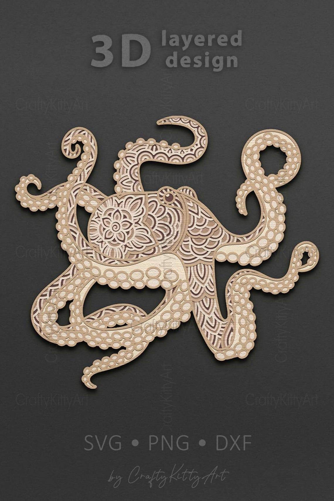 Octopus Laser Svg. 3d Multilayer Laser Cut. Layer SVG PNG DXF Files for ...