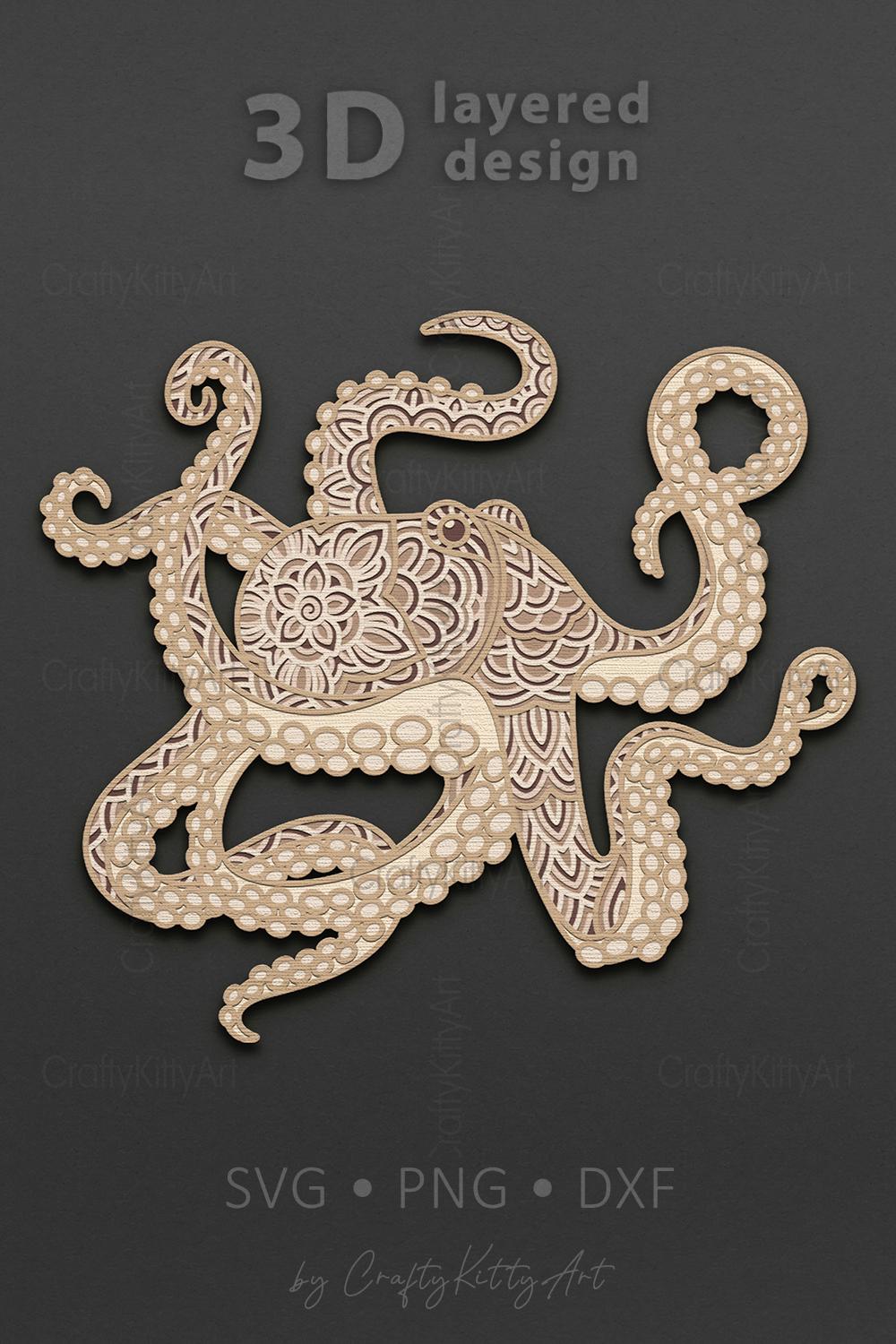 Octopus Laser Svg. 3d Multilayer Laser Cut. Layer SVG PNG DXF Files for ...
