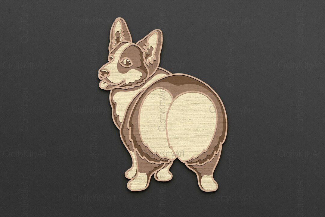 Corgi Dog Butt Laser Svg. 3d Multilayer Laser Cut. Layer SVG PNG DXF ...