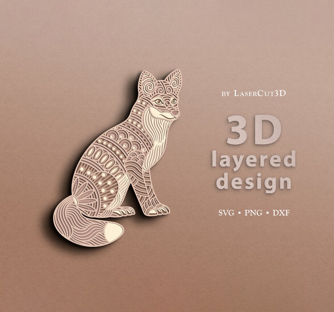 Fox 3d Svg. Layer SVG PNG DXF for paper cut, laser cut, plywood cutting ...