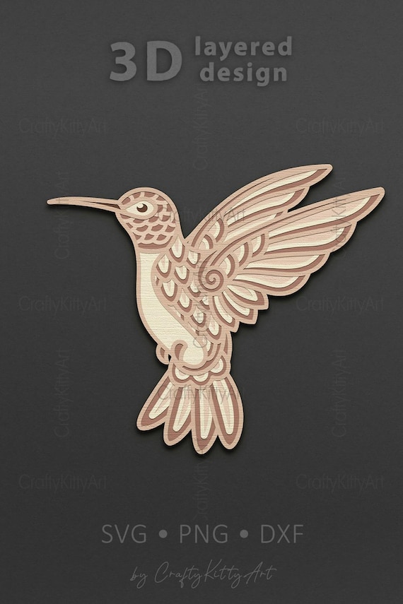 Plantilla De Colibrí Cortada Con Láser Colibri Pájaro Y Flor En