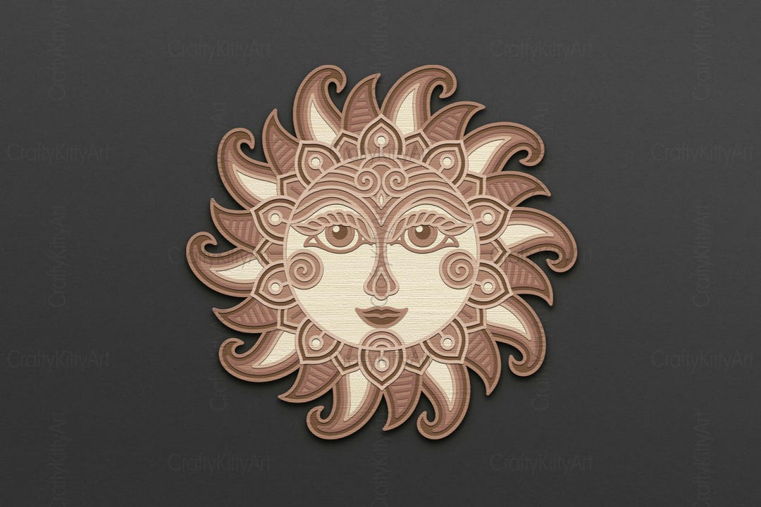 Sun Laser Svg. 3d Multilayer Laser Cut. Layer SVG PNG DXF Files for ...