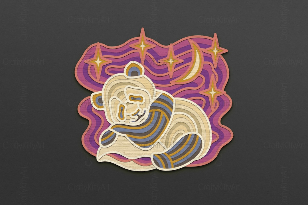 Sleeping Panda Laser Svg. 3d Multilayer Laser Cut. Layer SVG PNG DXF ...