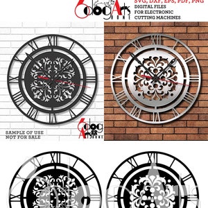 2 Wall Clock Templates Digital Vector Files Svg Dxf Instant Download ...
