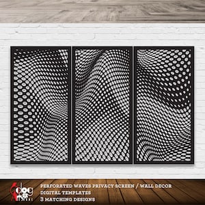 3 Perforated Waves Wall Decor Room Divider Partition Privacy Screen ...