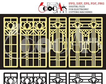 4 Art Deco Gate Grill Partition Templates Digital Svg Dxf - Etsy