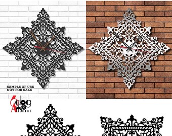 2 Wall Clock Filigree Templates Digital Cut Files Svg Dxf Pdf | Etsy