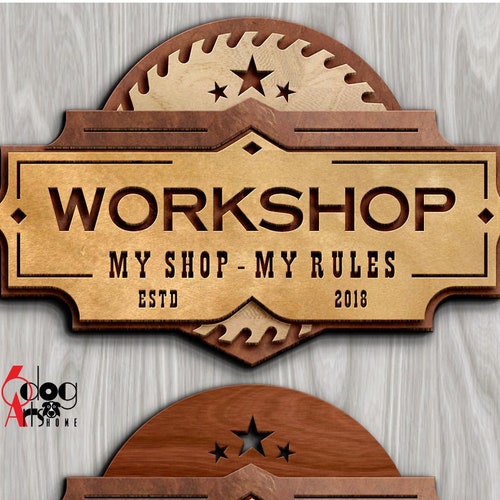 Workshop Door Sign Wall Decor Customizable Layered Template | Etsy
