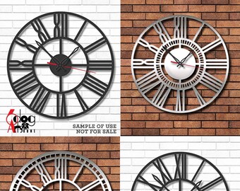 2 Wall Clock Templates Digital Vector Files Svg Dxf Instant | Etsy