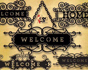 6 Welcome Door Sign Templates Digital Vector Files Svg Dxf | Etsy