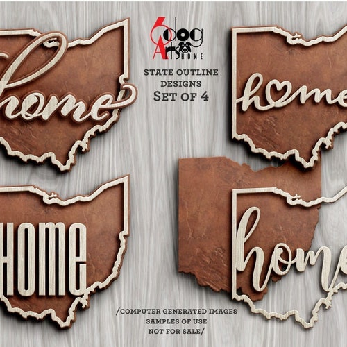 4 Ohio State Outline Home Wall Decor Layered Templates Vector - Etsy