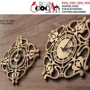 2 Wall Clock Filigree Templates Digital Cut Files Svg Dxf Pdf Eps Png ...