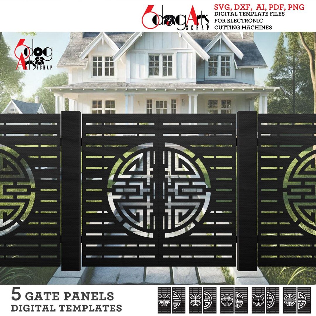 5 Gate / Partition SVG / DXF Bundle Digital Template Files for Laser ...