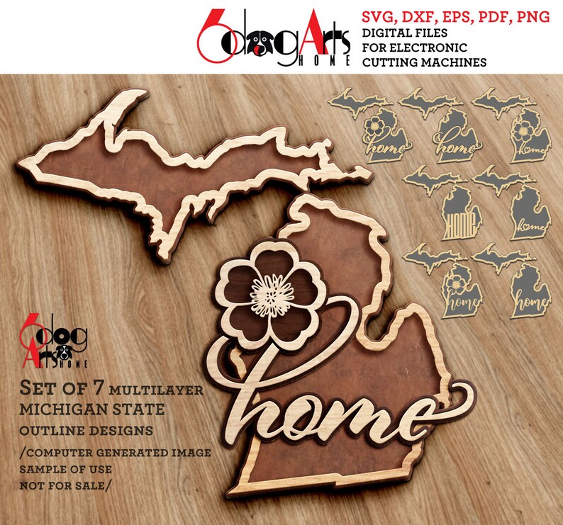 7 Michigan State Outline Home Wall Decor Layered Templates - Etsy