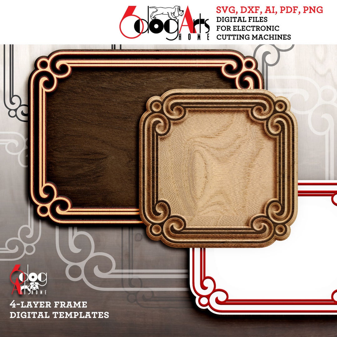 Layered Frame Templates Vector Digital SVG DXF Files for Wood Cardboard ...