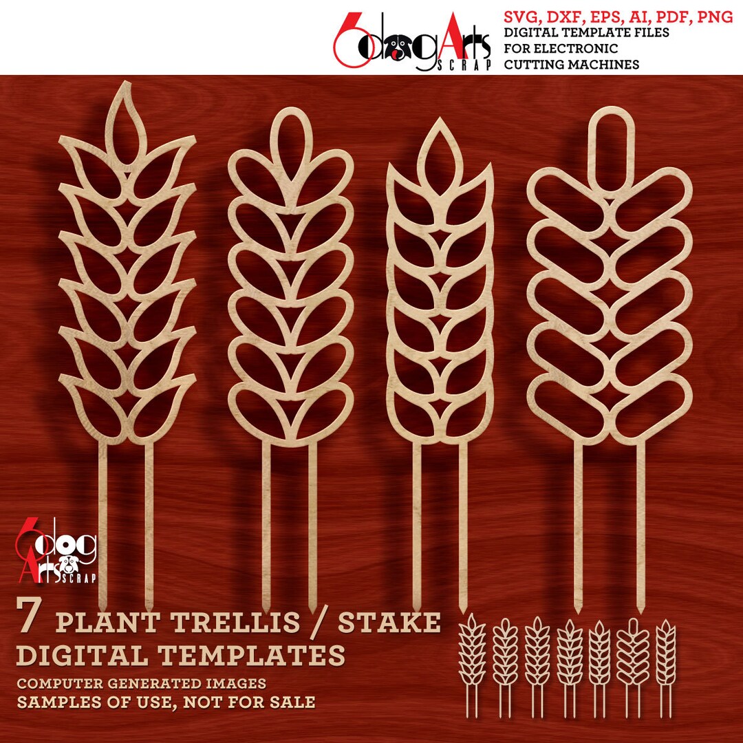 7 House Plant Trellis Stake Templates Vector Digital SVG DXF Files ...