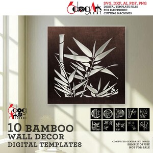 10 Bamboo SVG DXF Wall Decor Stencil Digital Templates Vector Files ...