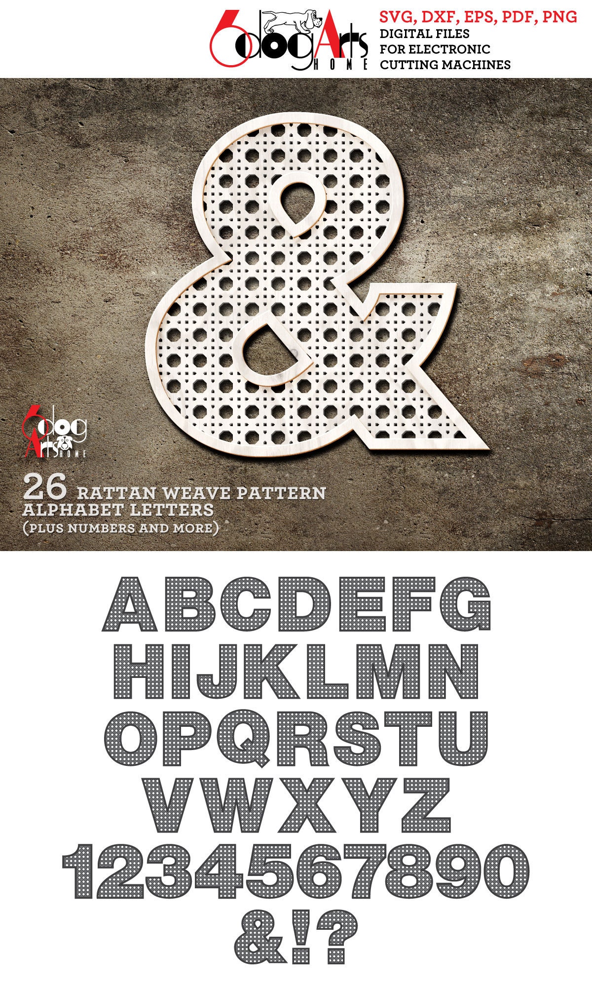 26 Rattan Weaving Pattern Alphabet Letters, Numbers Layered Digital ...