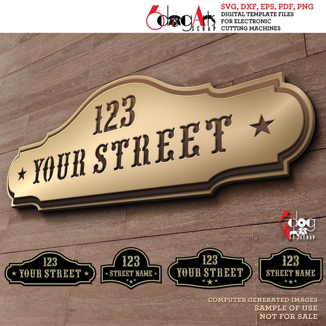 4 DIY Address Door Sign Digital Templates Svg Dxf Vector Files ...