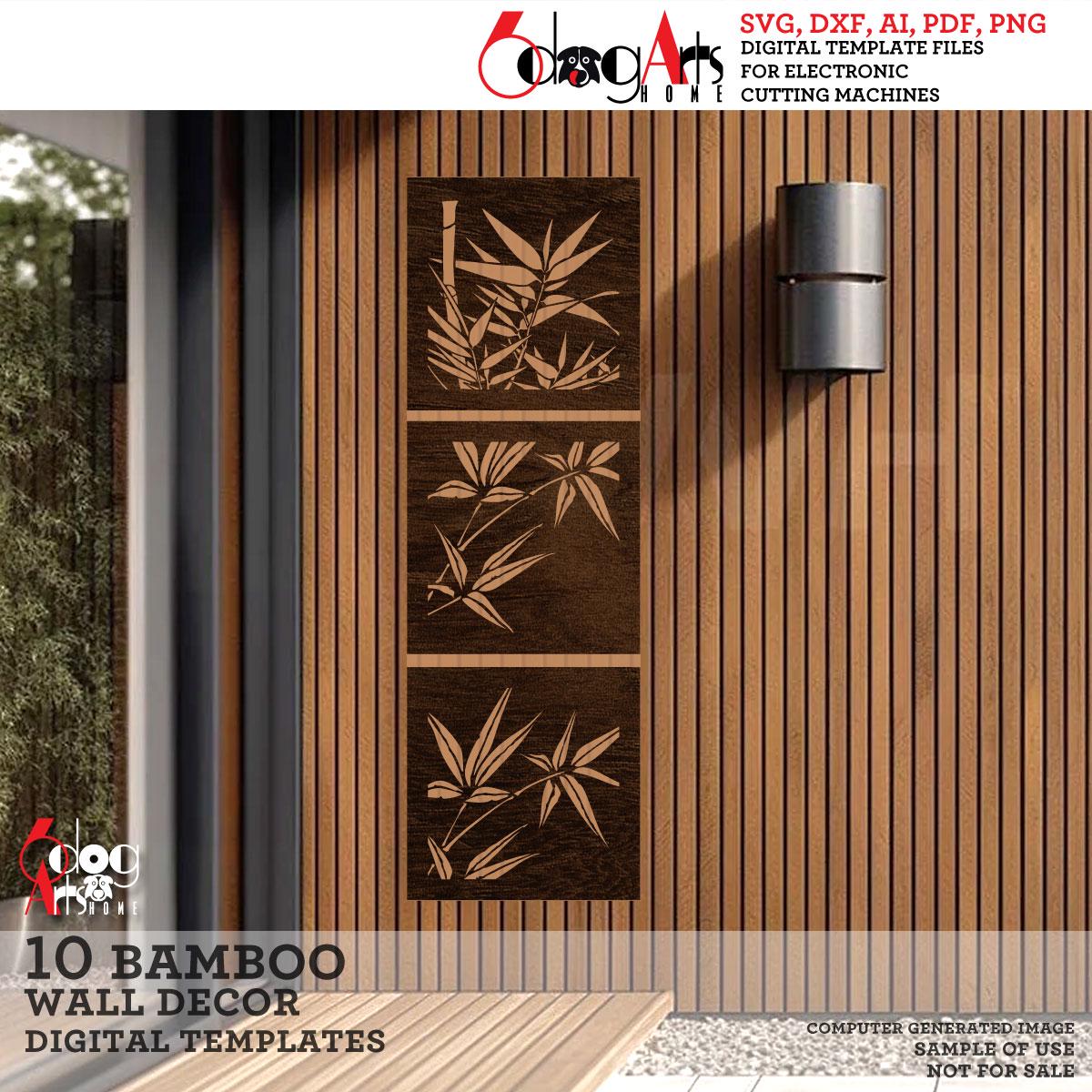 10 Bamboo SVG DXF Wall Decor Stencil Digital Templates Vector Files ...