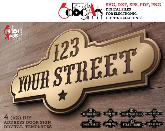 4 x2 DIY Address Door Sign Plaque Digital Templates Svg Dxf | Etsy