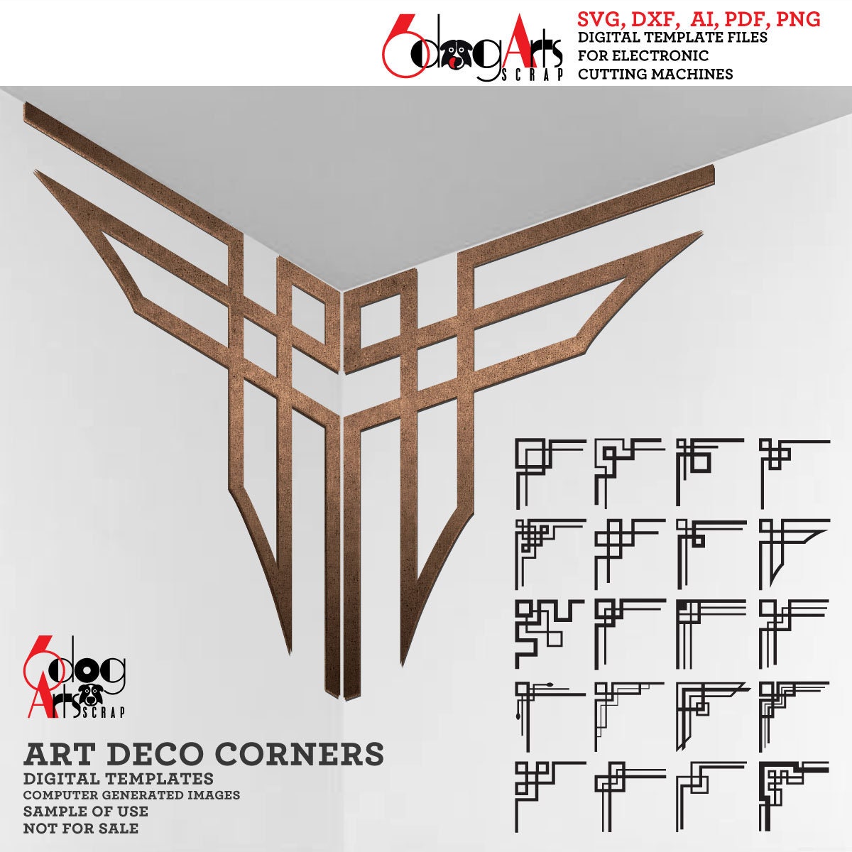 Art Deco Corners SVG DXF Files Bundle Digital Templates Download for ...