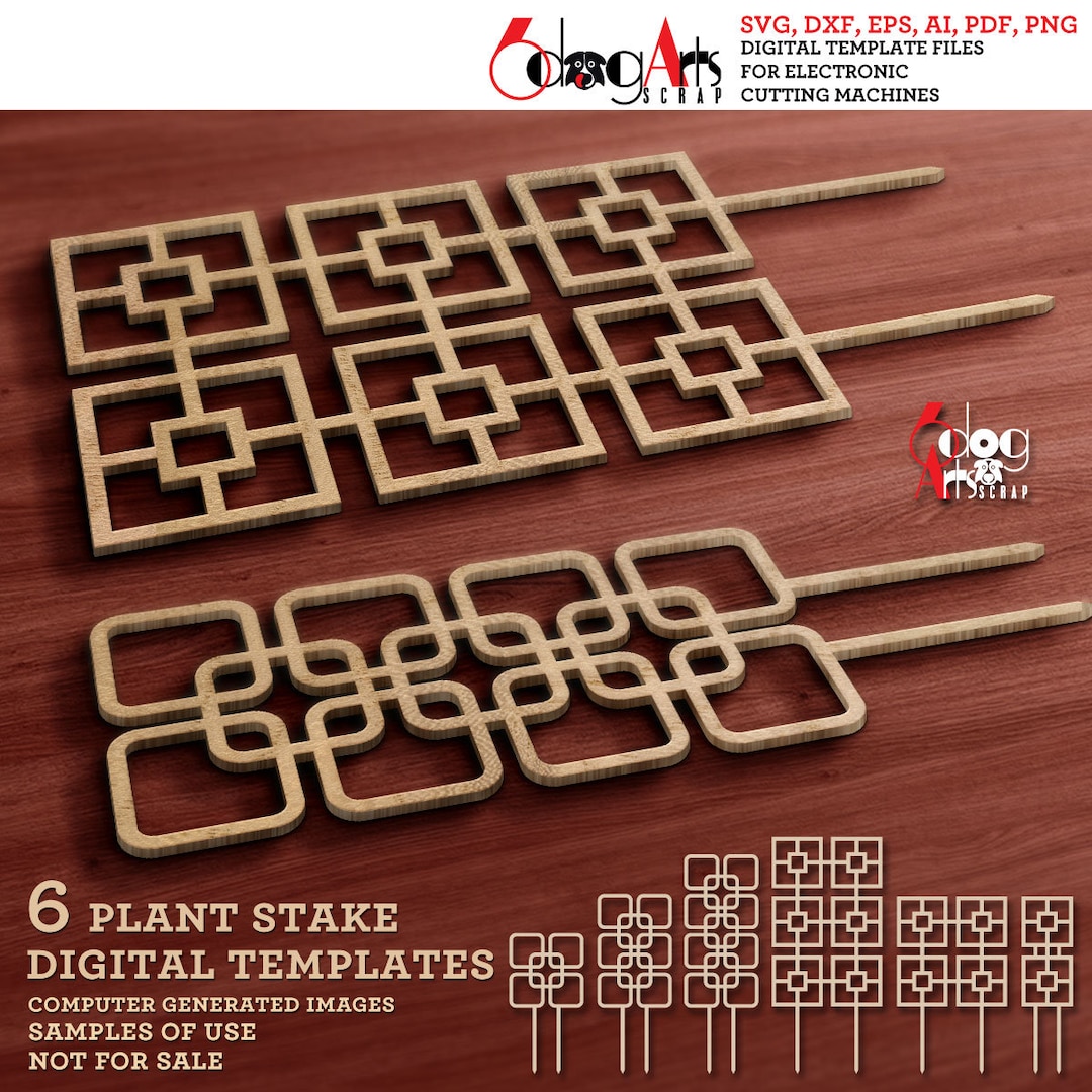 6 House Plant Trellis Stake Templates Vector Digital SVG DXF Files ...