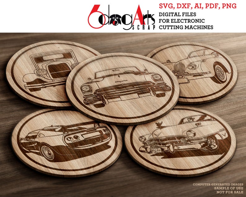 9 Antique Car Coaster Trivet Wall Decor Engraving Templates Vector ...
