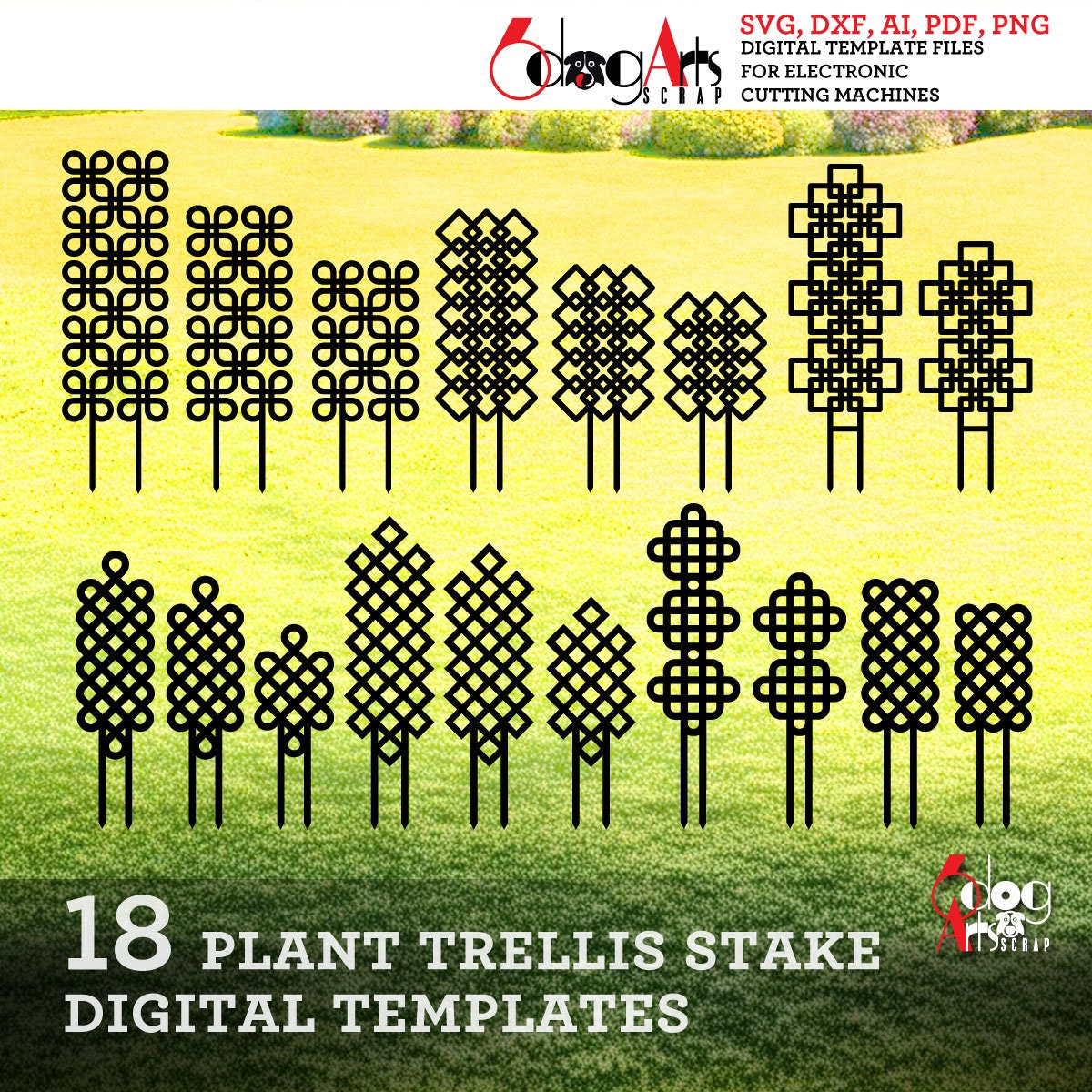 18 House Plant Trellis Stake Templates Vector Digital SVG DXF Files ...
