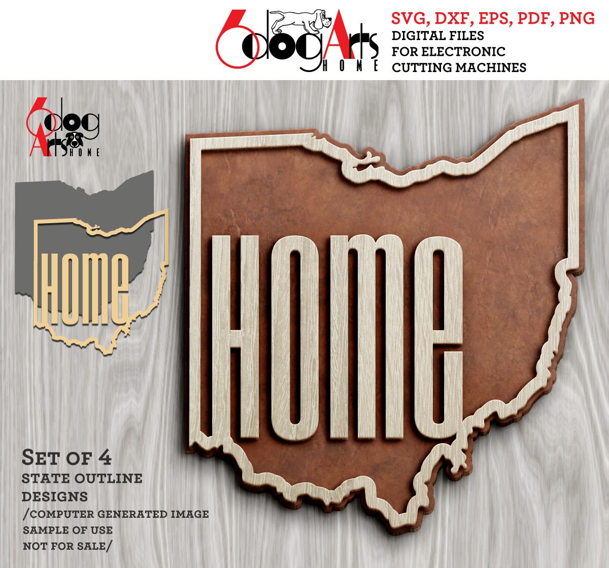 4 Ohio State Outline Home Wall Decor Layered Templates Vector Digital ...
