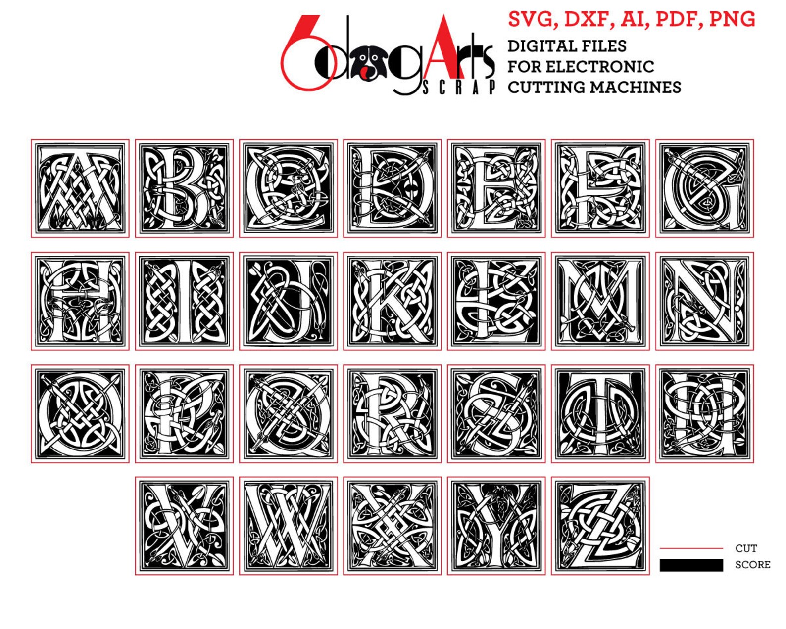 26 Letters Full Alphabet Celtic Coaster Trivet Templates - Etsy
