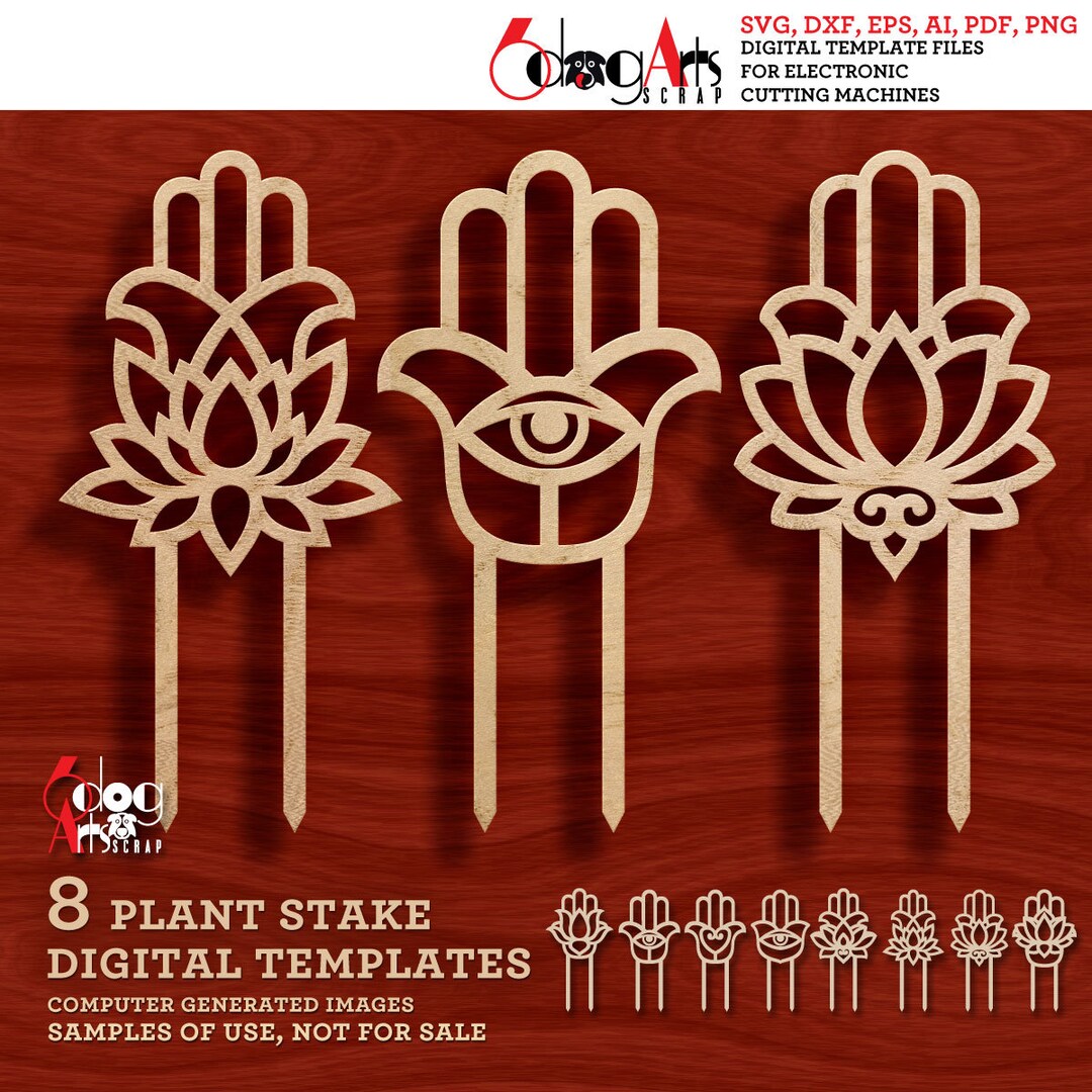 8 Hamsa Plant Trellis Stake Templates Vector Digital SVG DXF Files ...