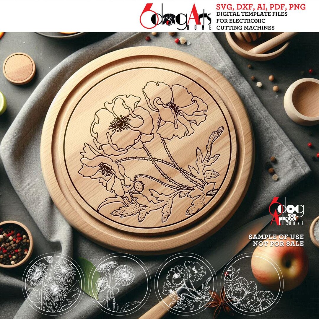 Floral Engraved SVG Plate Templates Digital Download for Laser Cutting ...