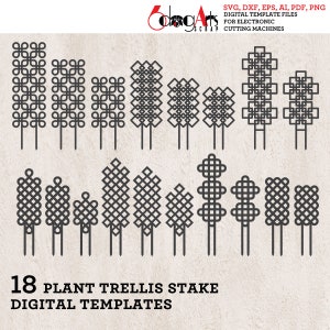 18 House Plant Trellis Stake Templates Vector Digital SVG DXF Files ...