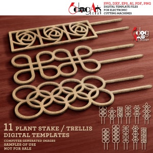 11 House Garden Plant Trellis Stake Templates Vector Digital SVG DXF ...