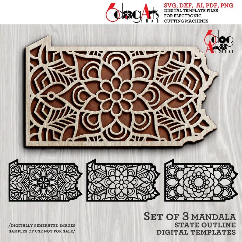 Pennsylvania Mandala Outline: SVG for Laser Cutting (digital Download ...