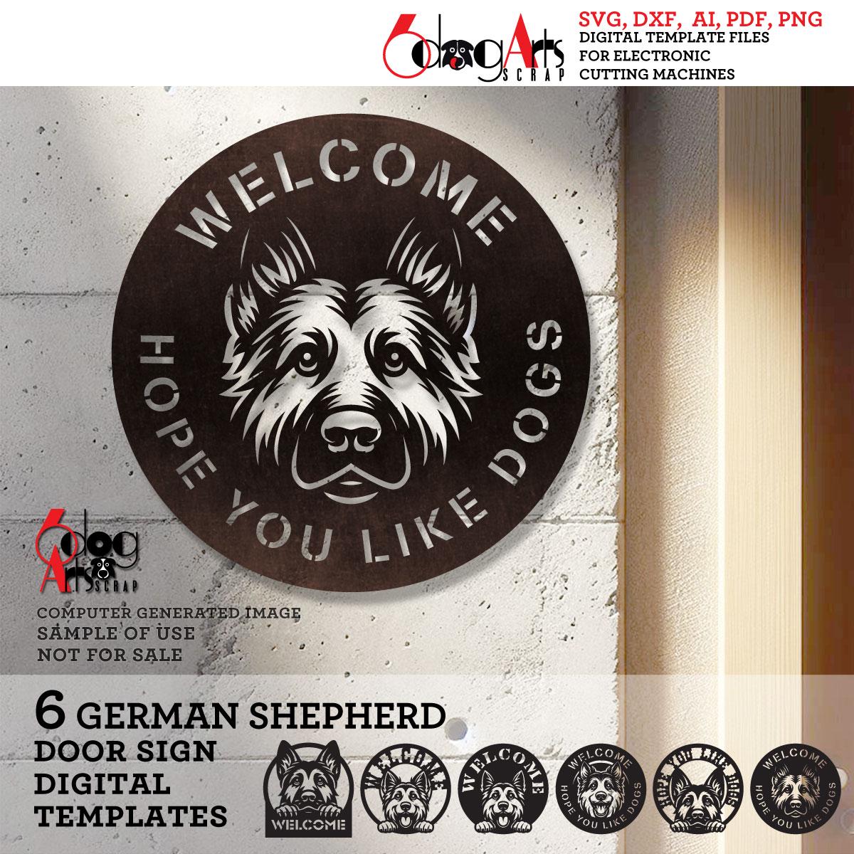 6 German Shepherd SVG Bundle Welcome Door Sign Digital Templates ...