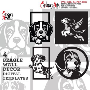 4x Beagle Wall Decor Digital Templates SVG DXF Files Instant Download ...