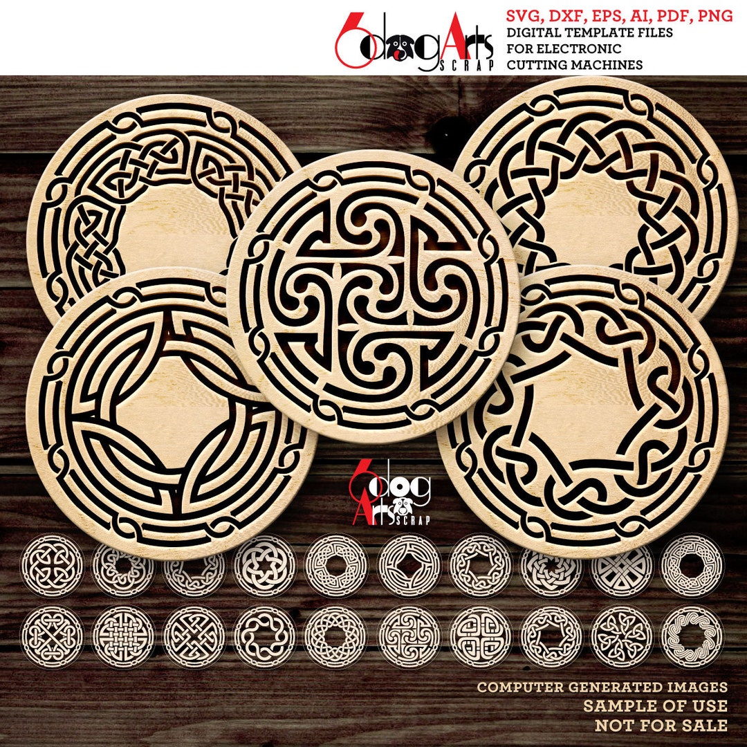 20 Celtic Coaster Trivet Templates Vector Digital SVG DXF Files Instant ...