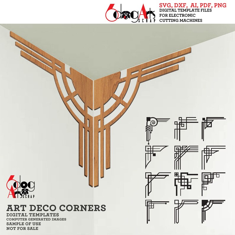 Art Deco Corners SVG DXF Files Bundle Digital Templates Download for ...